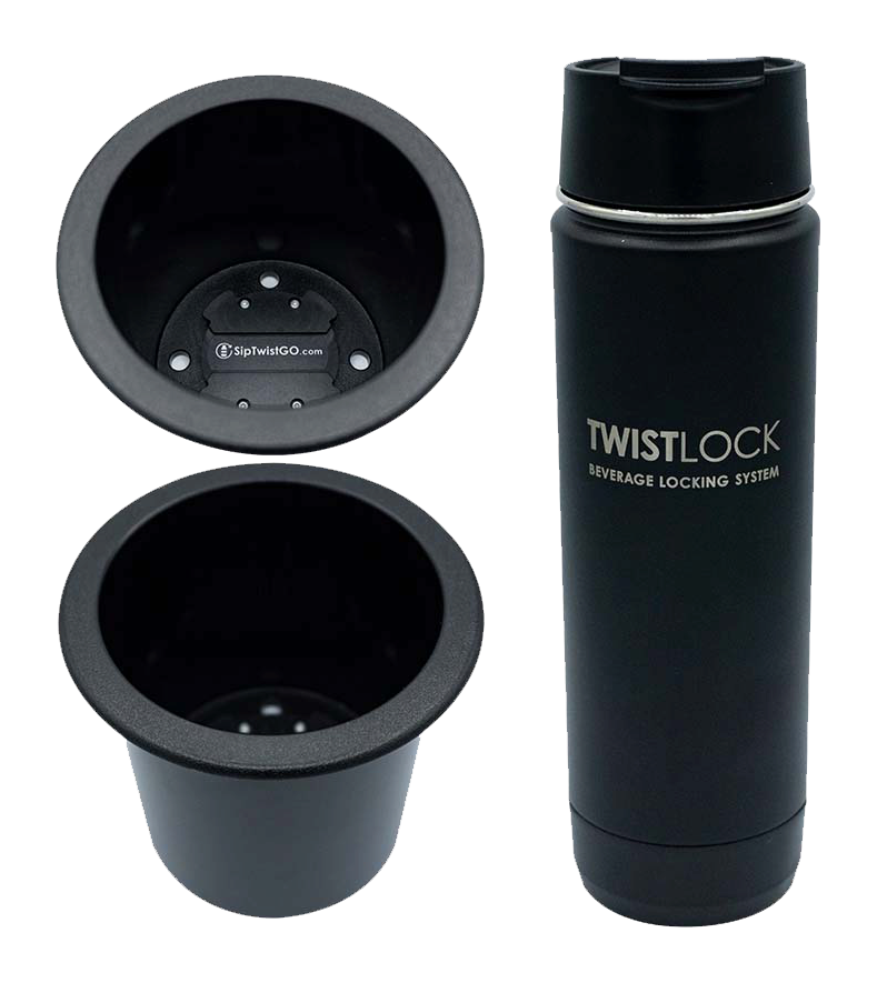 TwistLock Beverage Locking System Recessed Cup Holder and Canteen Combo ...